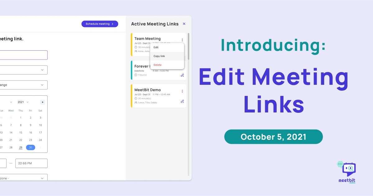 What's new on Meetbit: Edit meeting links